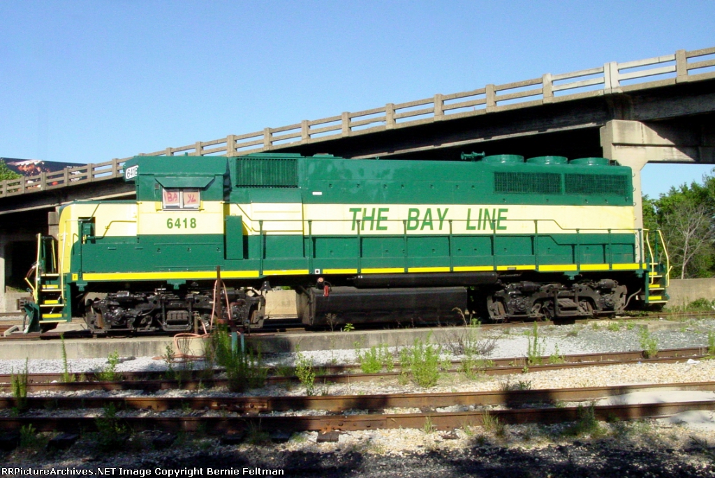 BAYL GP40-2 #6418, awaiting interchange and delivery to The Bay Line Railroad, in the CSX yard